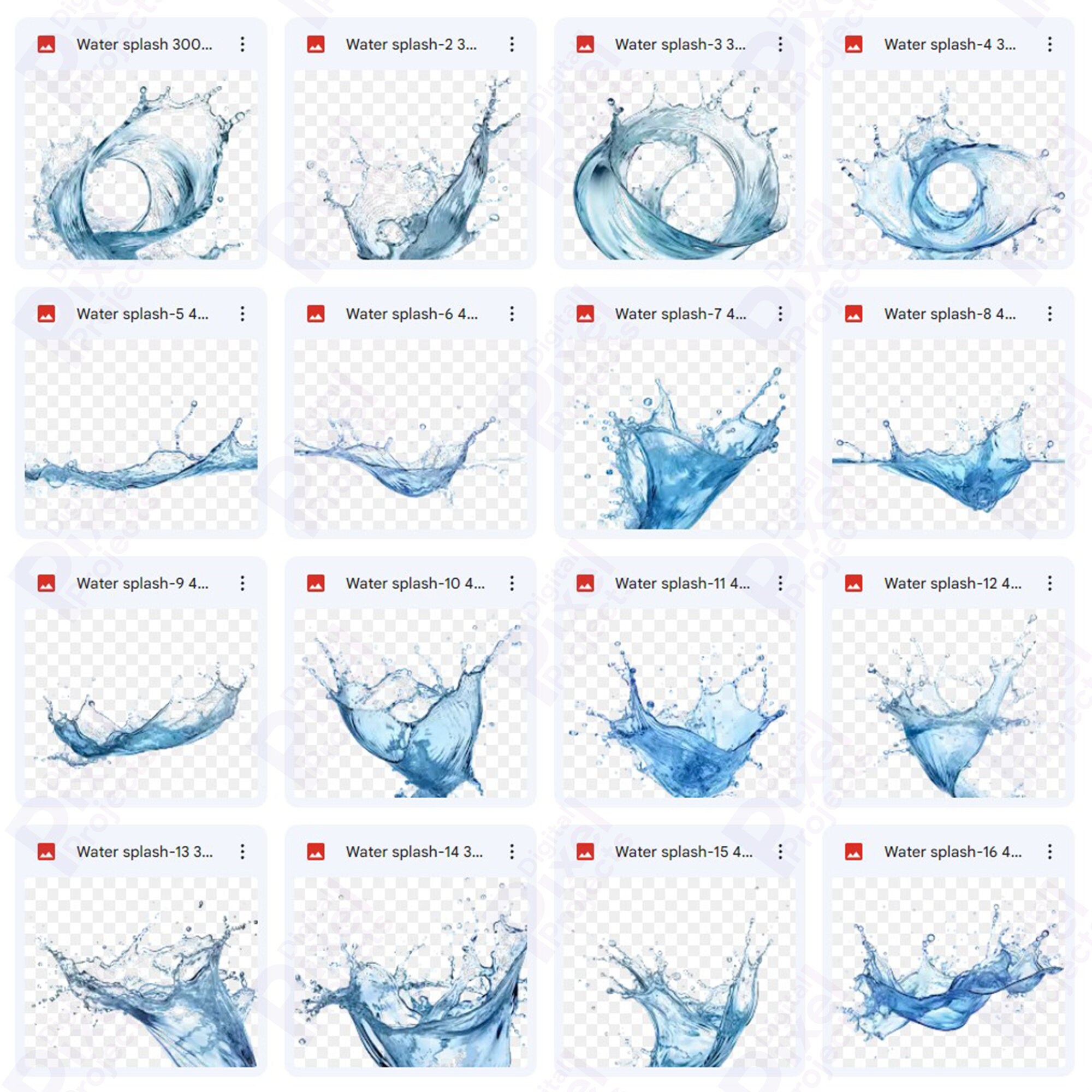 Water Splash Overlays. 16 PNG Clipart Overlays of Realistic Water ...