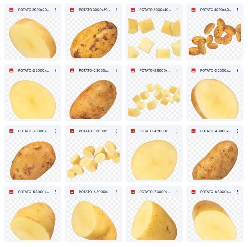 Set of Potato Cliparts in PNG Format for Instant Download. 16 PNG Photo ...