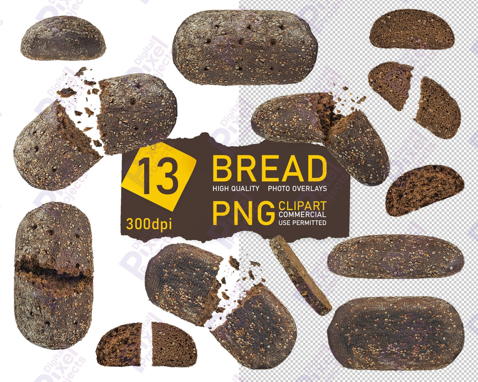 Clipart of Black Rye Bread in PNG Format, Cut Out on a Transparent ...