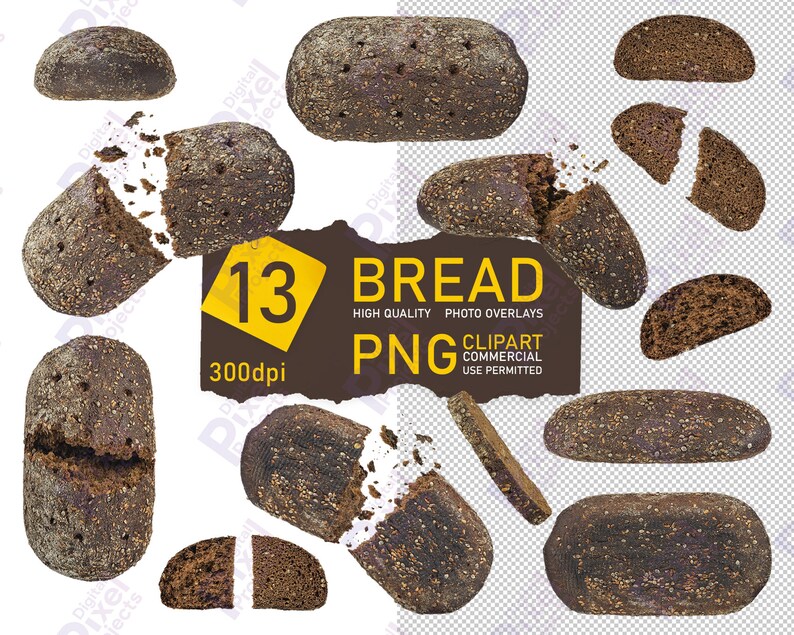 Clipart of Black Rye Bread in PNG Format, Cut Out on a Transparent ...