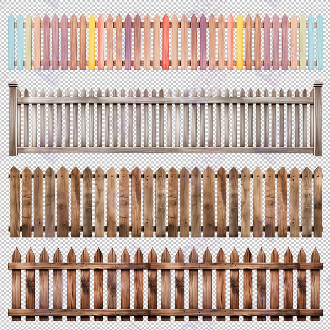 Wooden Fence Overlays for Photoshop. 15 PNG Cliparts Overlays of ...