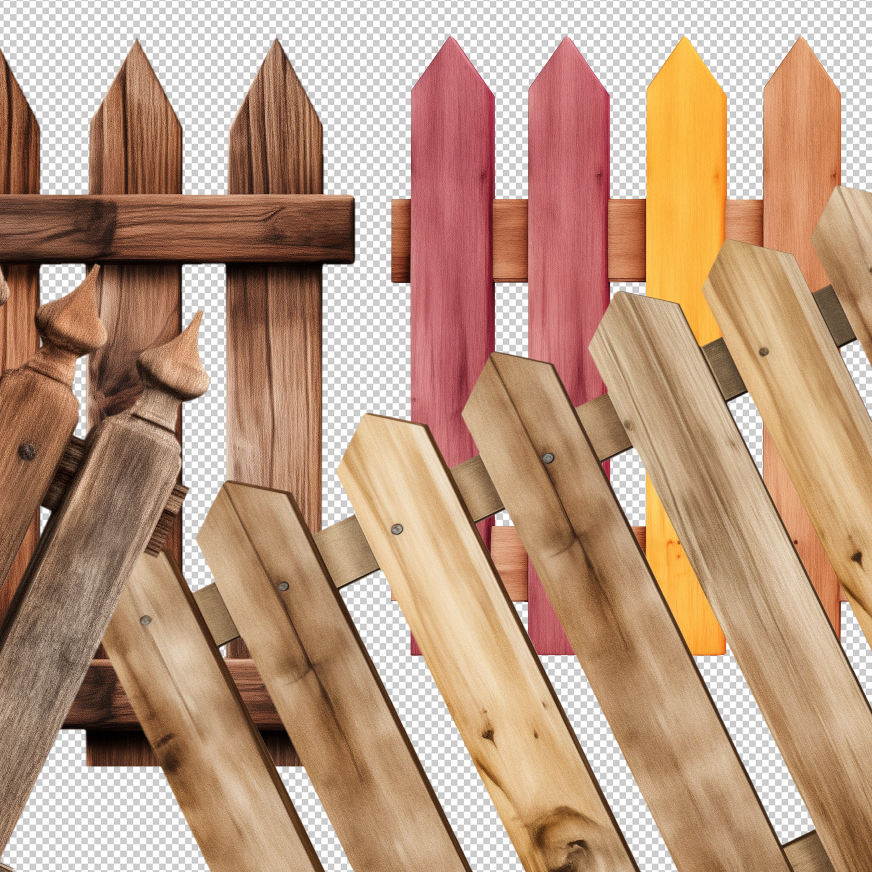 Wooden Fence Overlays for Photoshop. 15 PNG Cliparts Overlays of ...