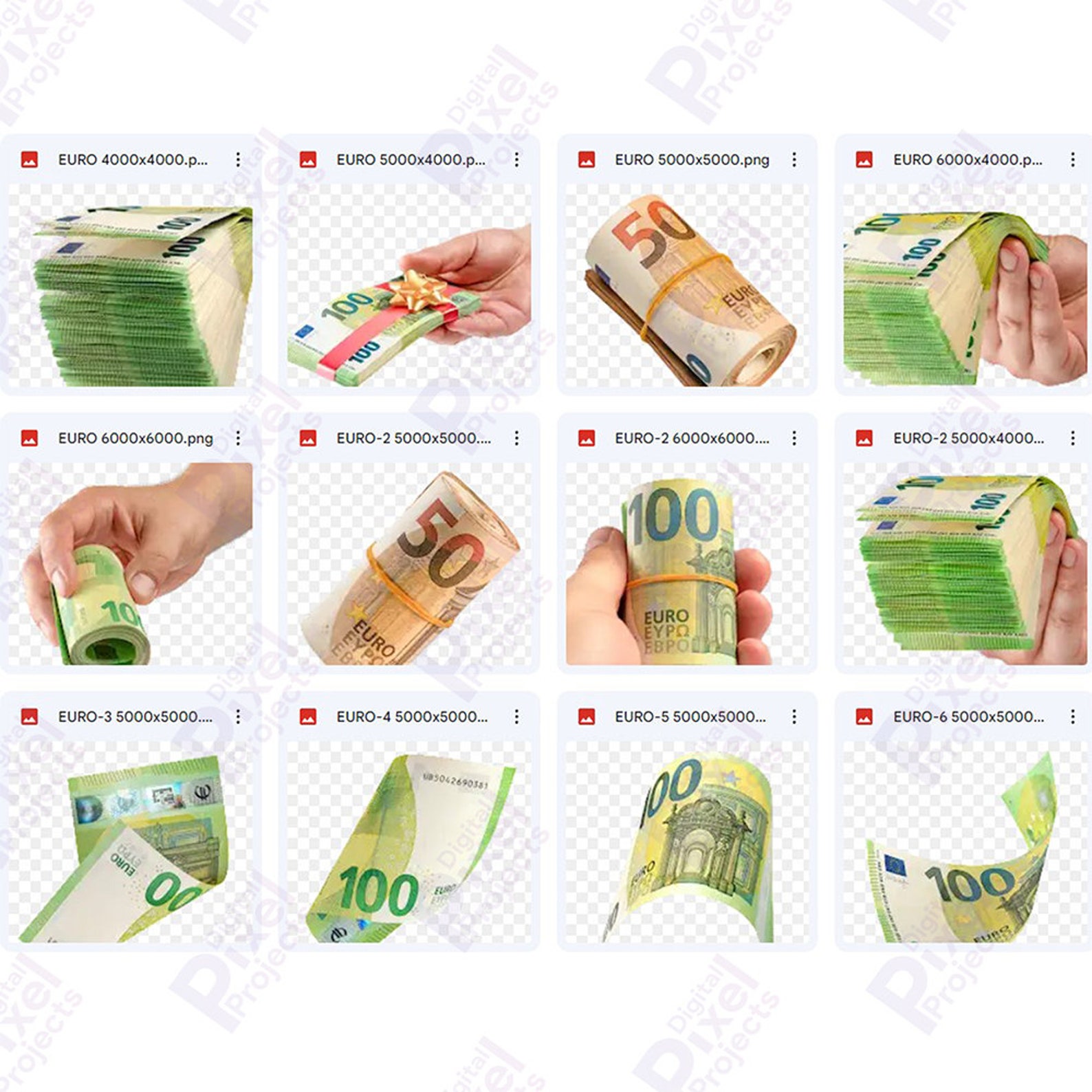 Euro Banknote Overlays, Cut Out on a Transparent Background. Photos of ...