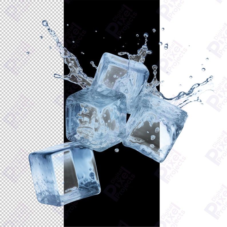 Ice Cube Overlays Isolated on a Transparent Background. 23 PNG Clipart ...