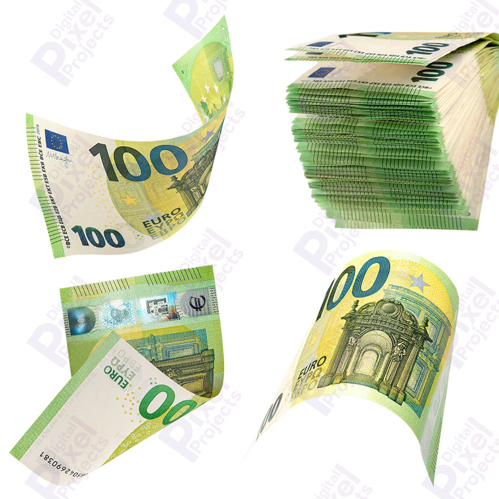 Euro Banknote Overlays, Cut Out on a Transparent Background. Photos of ...