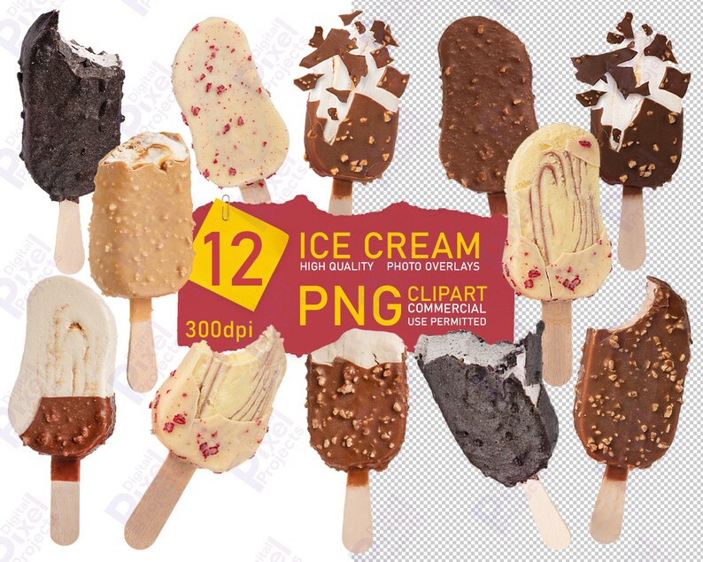 Clipart of Ice Cream on a Stick in PNG Format, Cut Out on a Transparent ...
