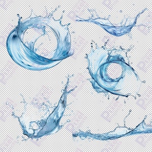 Water Splash Overlays. 16 PNG Clipart Overlays of Realistic Water ...