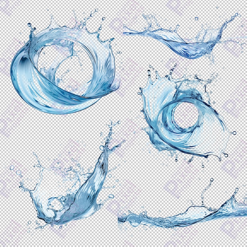Water Splash Overlays. 16 PNG Clipart Overlays of Realistic Water ...