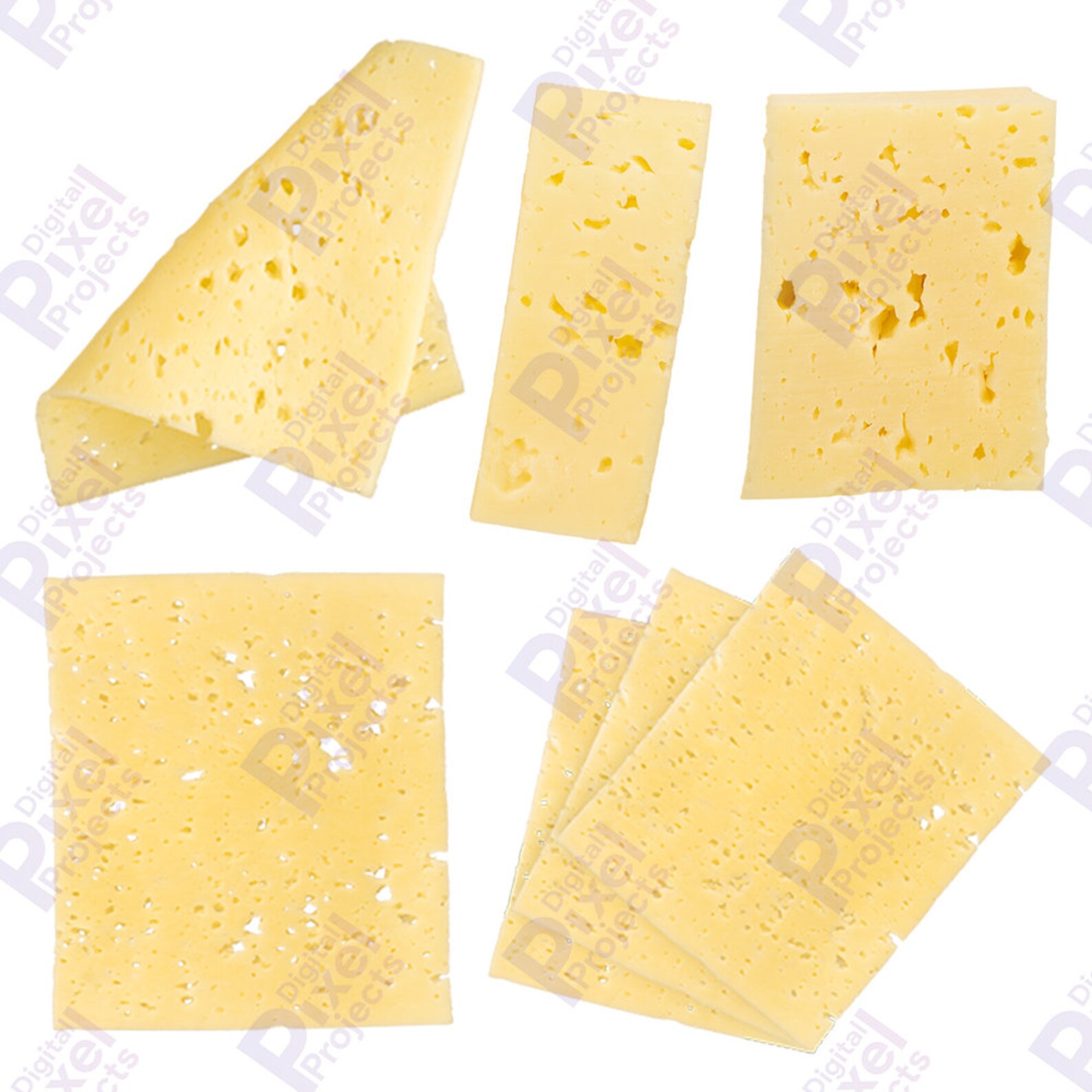Clipart of Cheese Slices in PNG Format, Cut Out on a Transparent ...