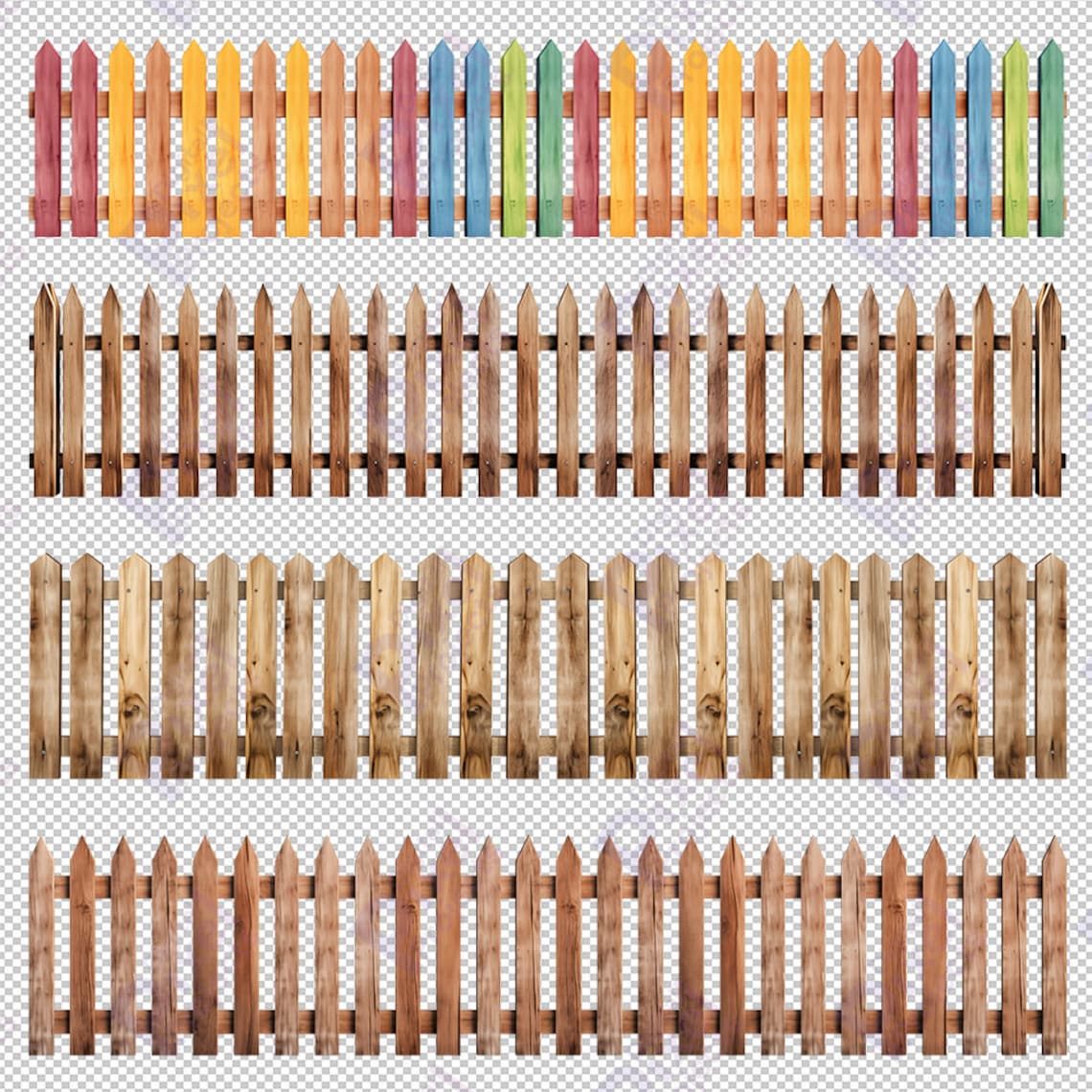 Wooden Fence Overlays for Photoshop. 15 PNG Cliparts Overlays of ...