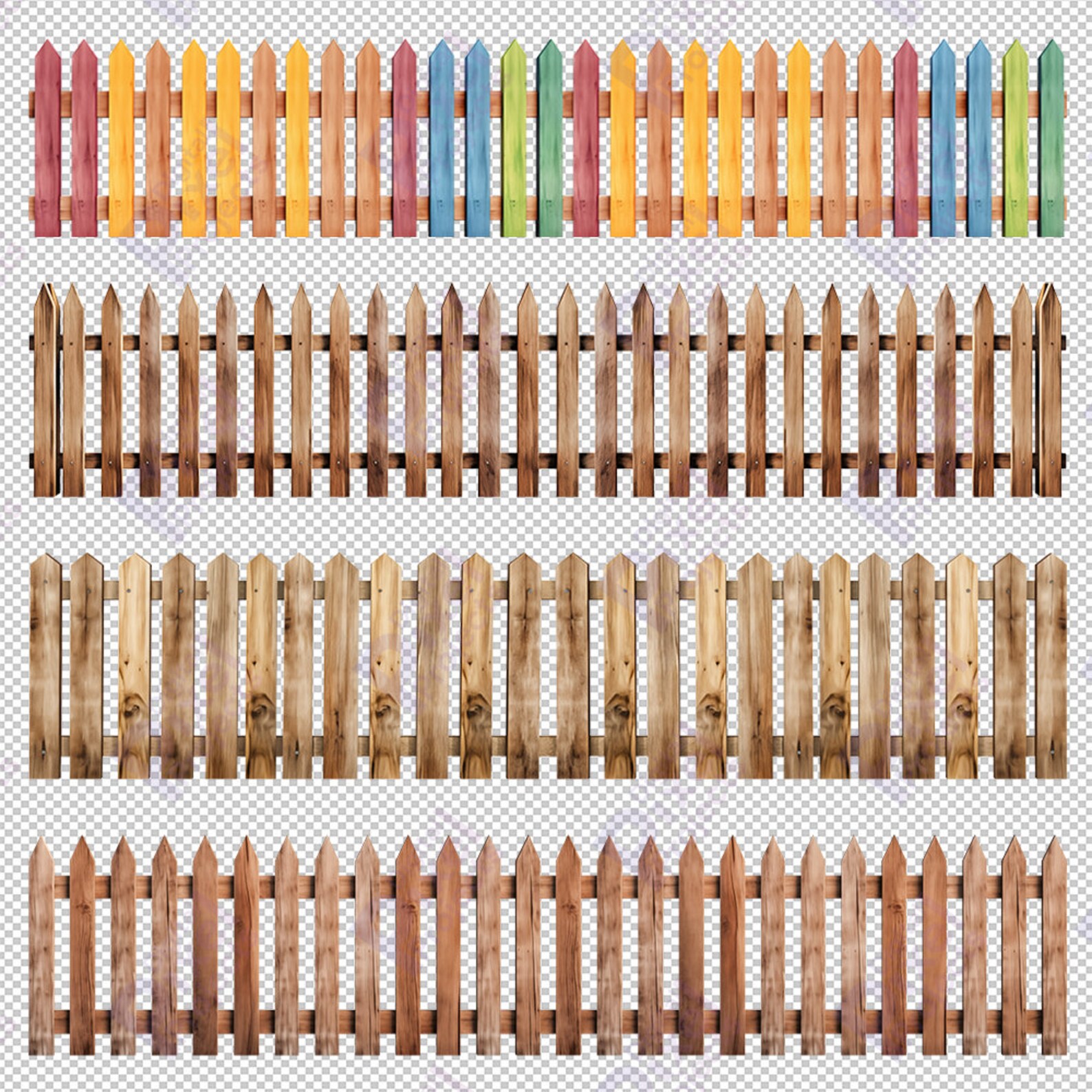 Wooden Fence Overlays for Photoshop. 15 PNG Cliparts Overlays of ...