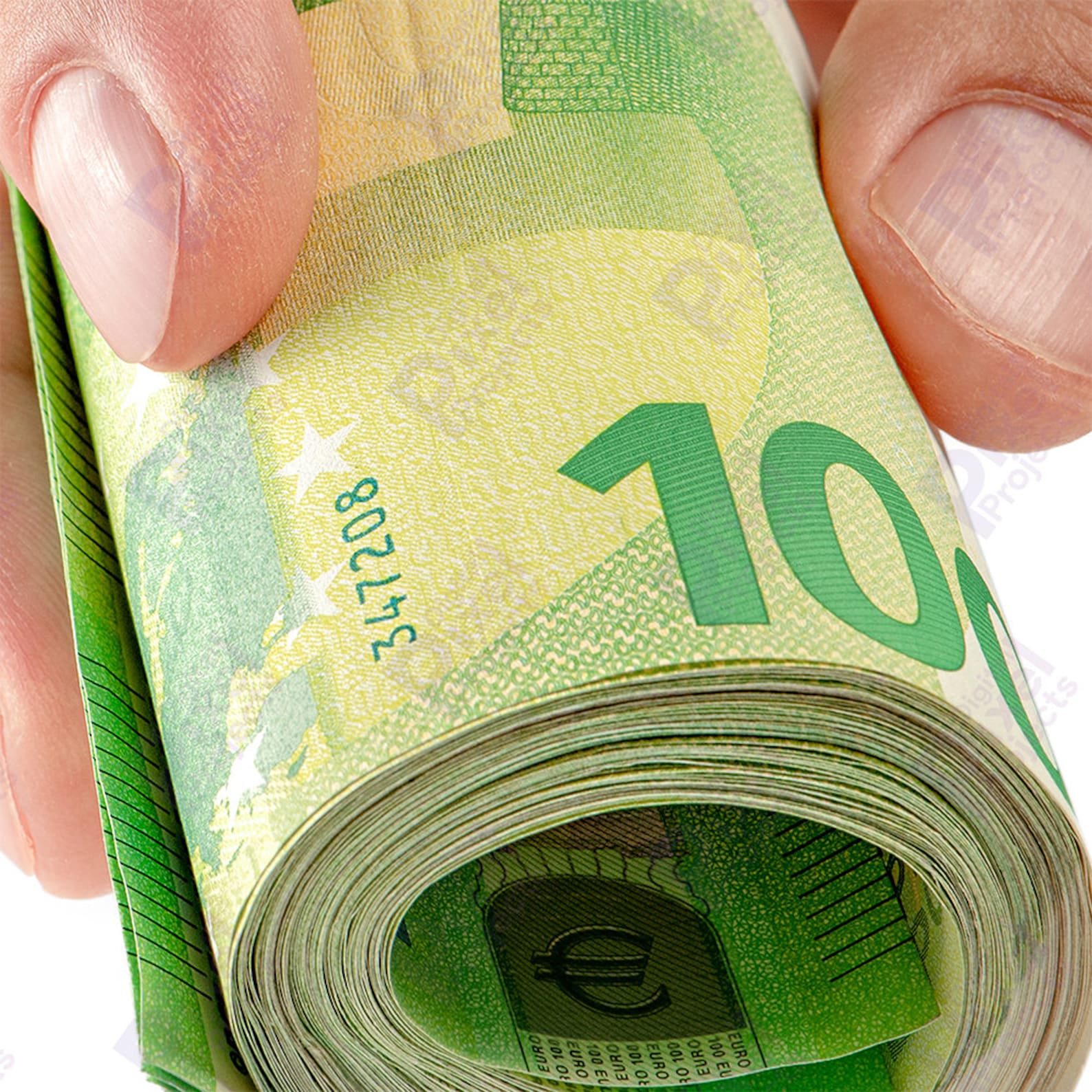 Euro Banknote Overlays, Cut Out on a Transparent Background. Photos of ...