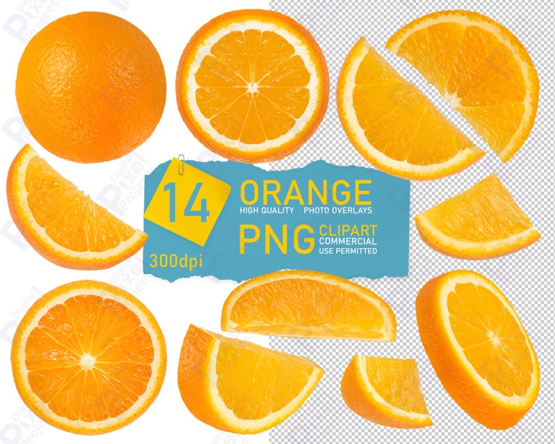 Orange Slices Overlays for Photoshop. 14 PNG Photo Overlays of Ripe ...