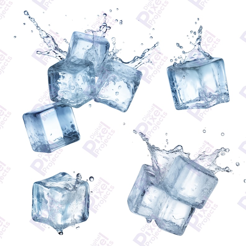 Ice Cube Overlays Isolated on a Transparent Background. 23 PNG Clipart ...