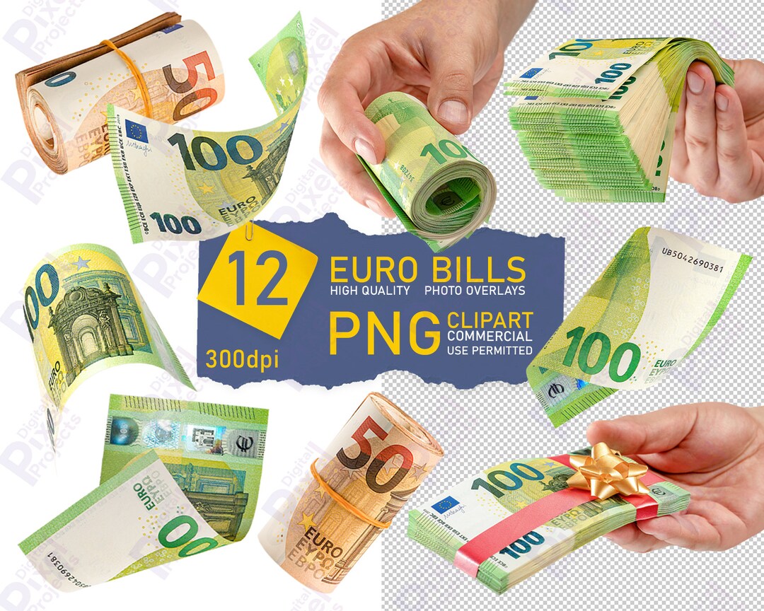 Euro Banknote Overlays, Cut Out on a Transparent Background. Photos of ...