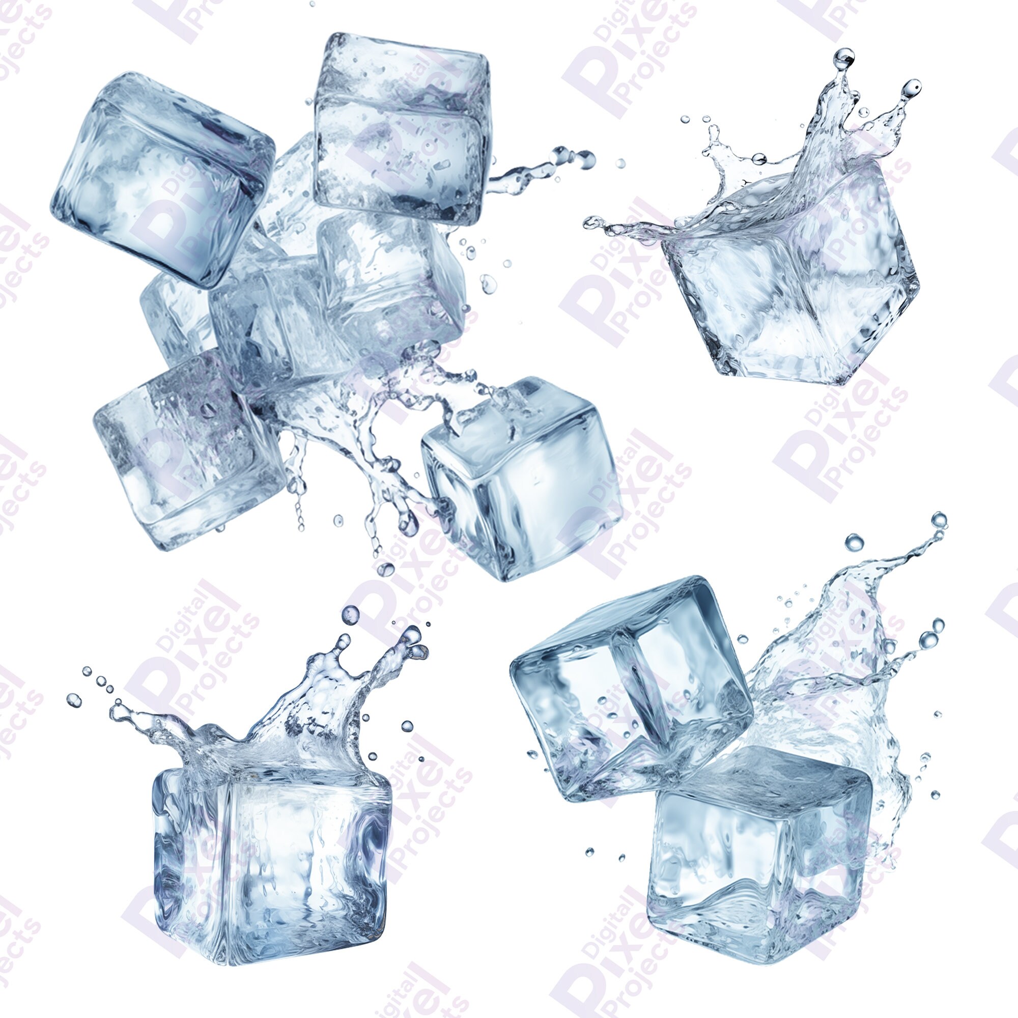 Ice Cube Overlays Isolated on a Transparent Background. 23 PNG Clipart ...