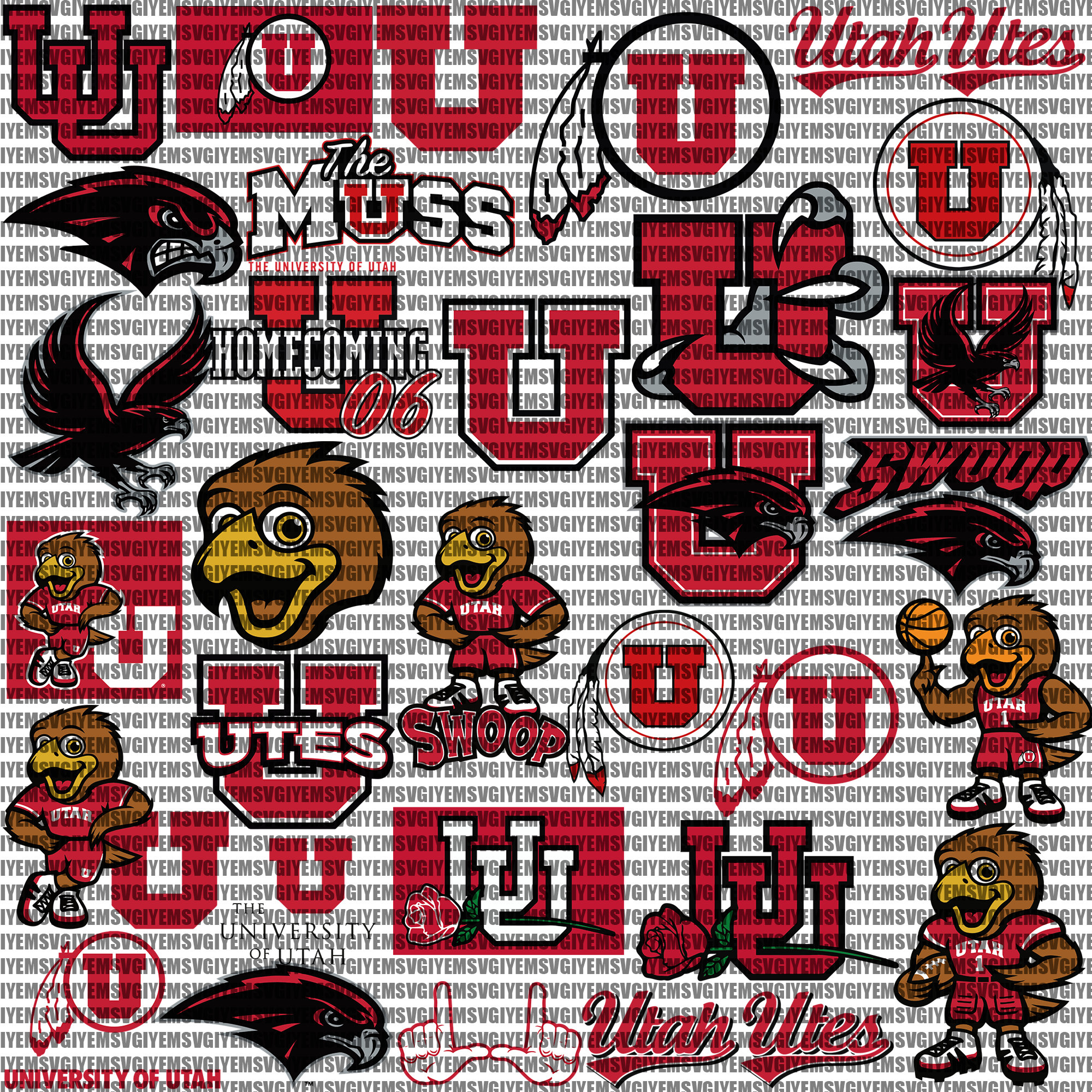 Utah University SVG, Utes SVG, College, Athletics, Football, Basketball ...