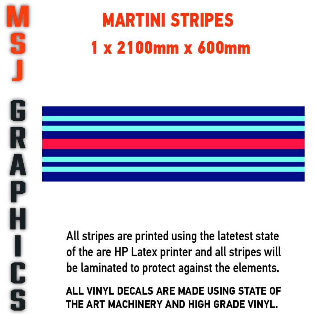 Martini Racing Stripes 2100mm X 600mm X 1 Le Mans Gulf Universal Car ...