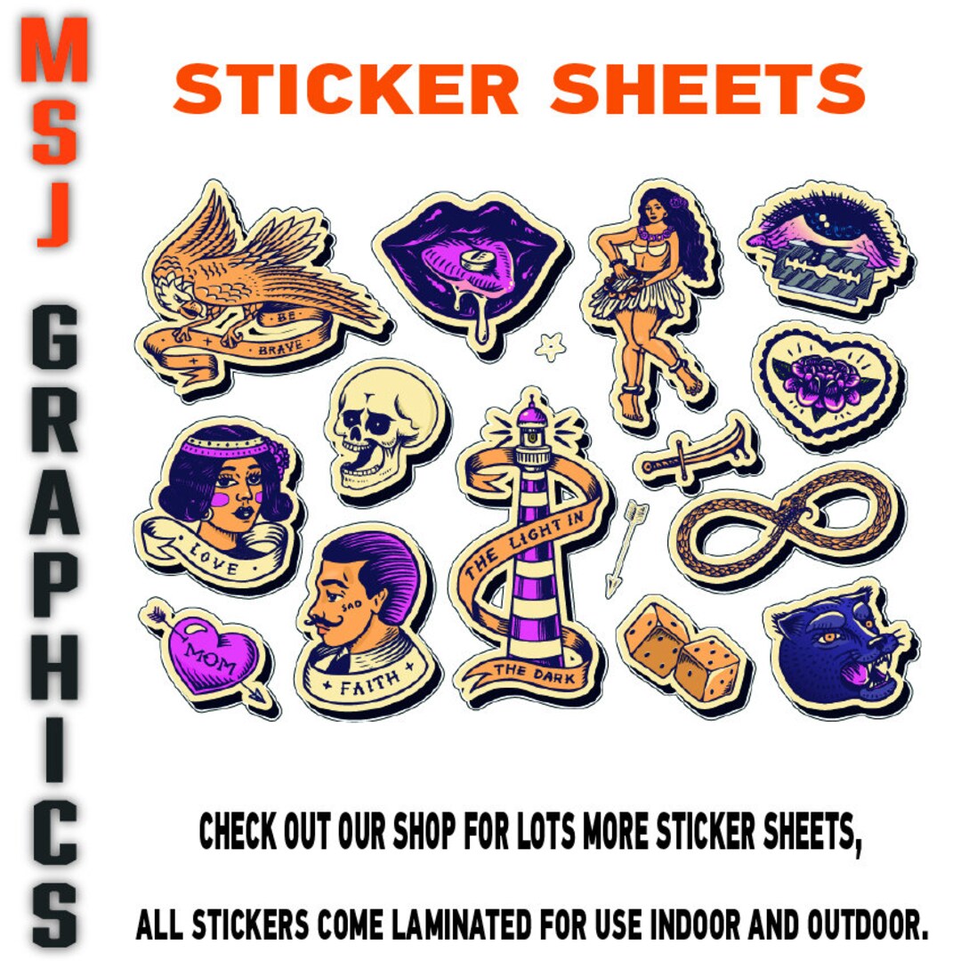 Gothic Tattoo Stickers Sheet Decals Gothic Wall Self Adhesive Vinyl A2 ...