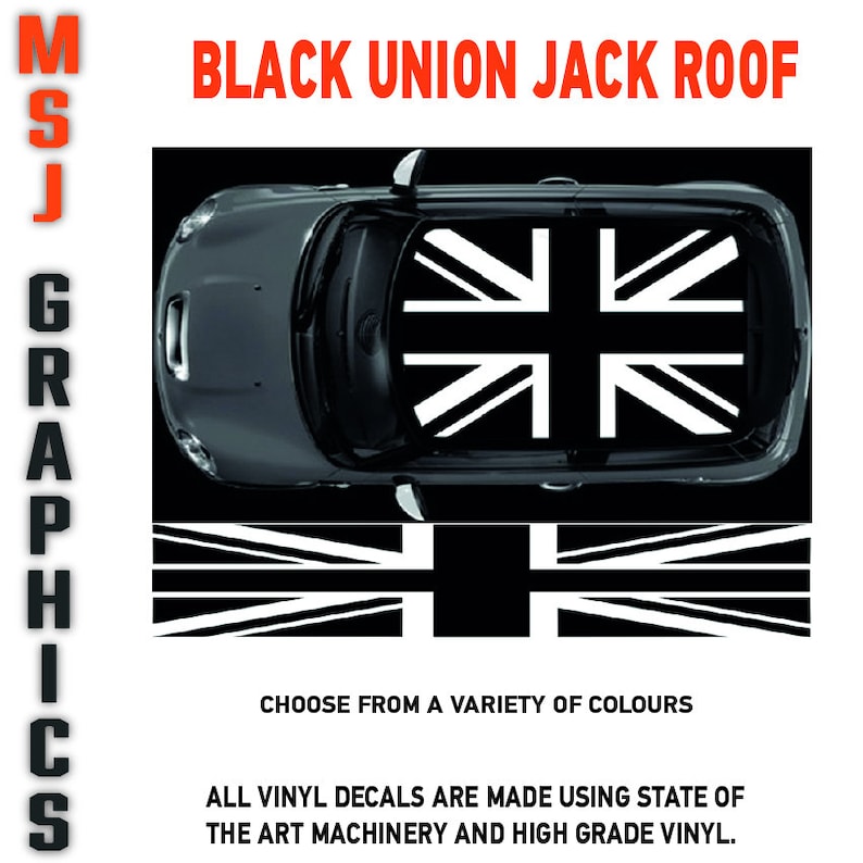 Union Jack Roof Black for Bmw Mini Cooper Graphics Stickers Decals - Etsy