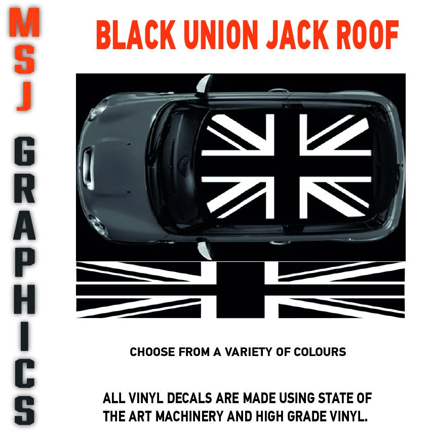 Union Jack Roof Black for Bmw Mini Cooper Graphics Stickers Decals - Etsy