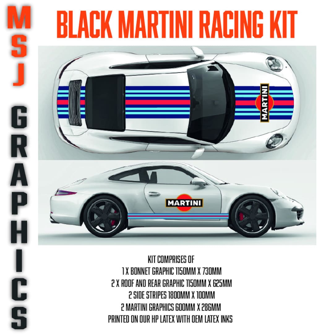 Martini Racing Style Black Stripes Kit for Porsche Le Mans Universal ...