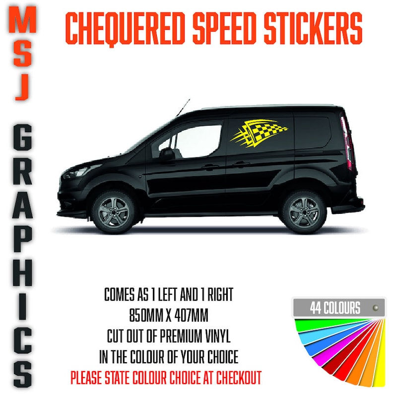 2x Chequered Speed Van Sticker Decal Car Truck Bike Adhesive Vinyl ...