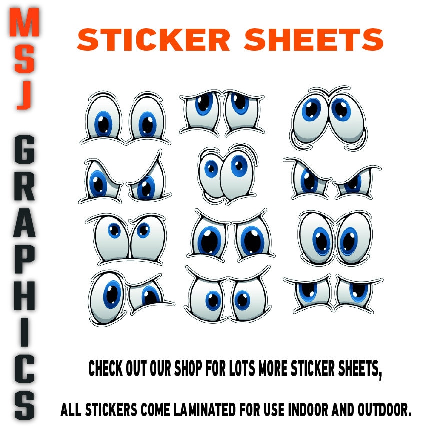 Crazy Eyes Stickers Sheet Decals Eyes Wall Self Adhesive Vinyl A3 - Etsy