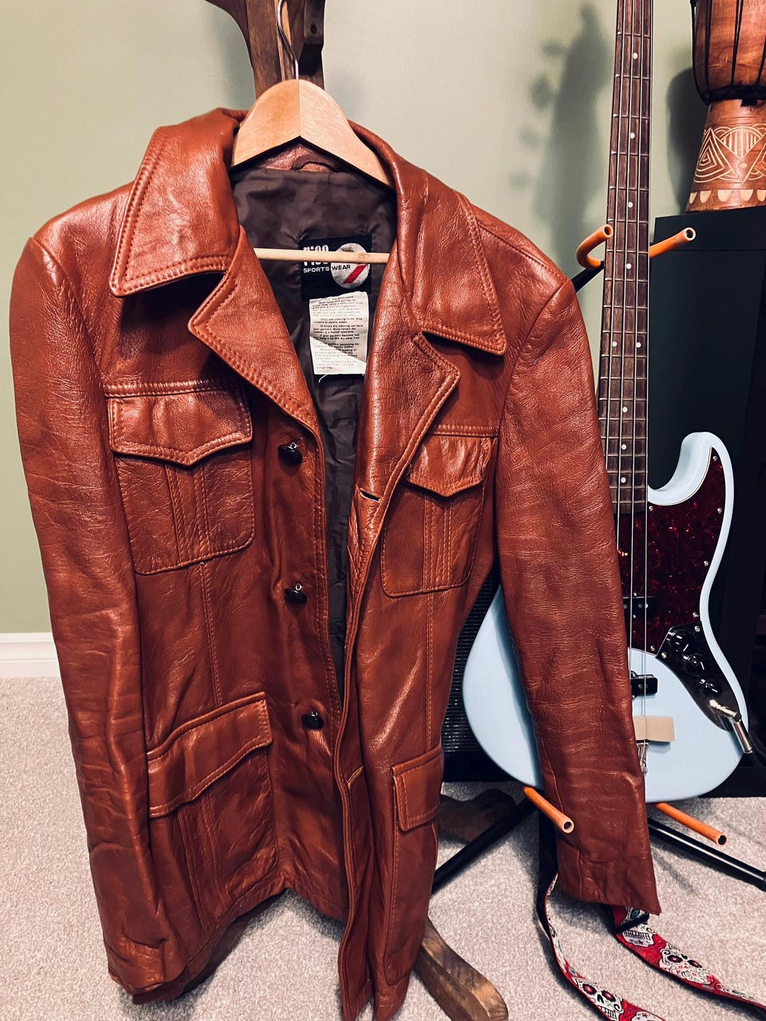 Men's Vintage Rice Sportswear Leather Jacket Fight Club Style - Etsy
