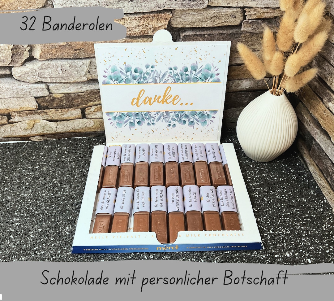 Merci Banderolen DANKE / Merci Banderole Download / Schokoladengeschenk ...