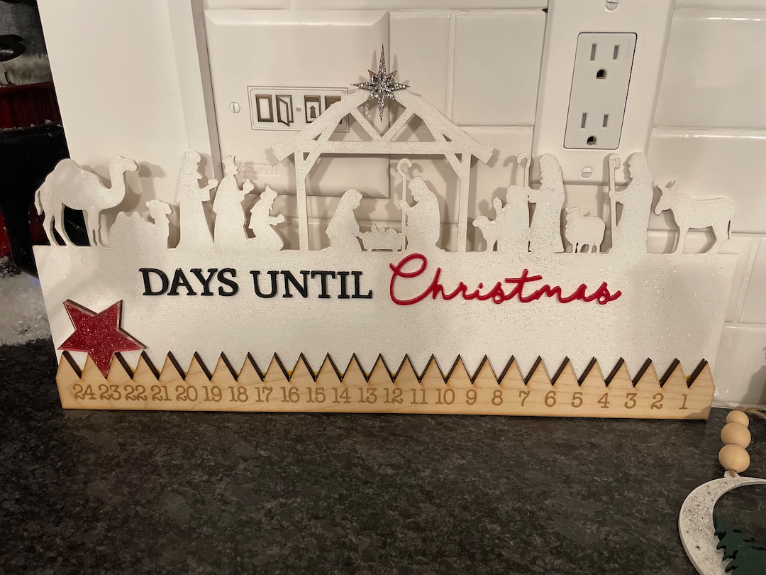 DIY Freestanding Christmas Nativity Countdown Advent Calendar Wood ...