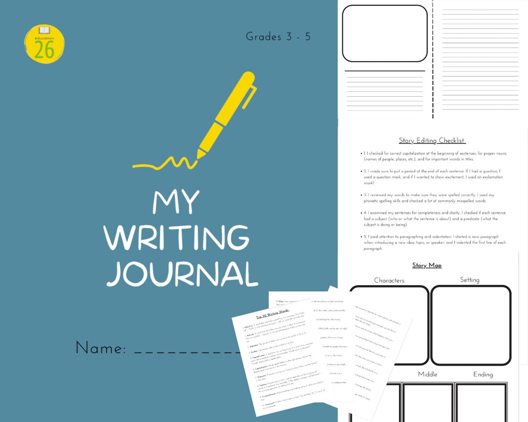 Grade 3 5 Printable / Digital Writing Notebook for Students - Etsy