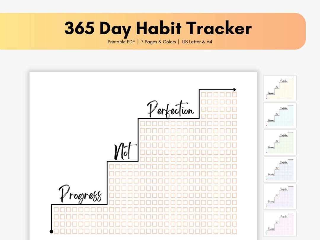 Printable 365 Day, Daily Habit Tracker, 2025, Letter & A4, Digital ...