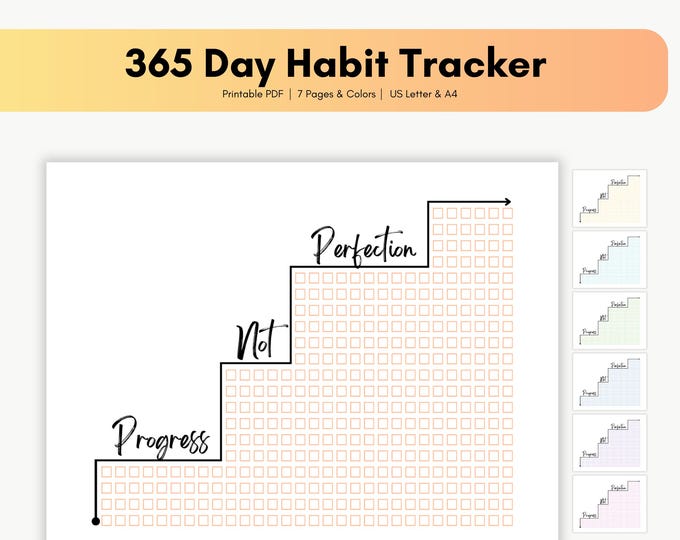 Printable 365 Day, Daily Habit Tracker, 2025, Letter & A4, Digital ...