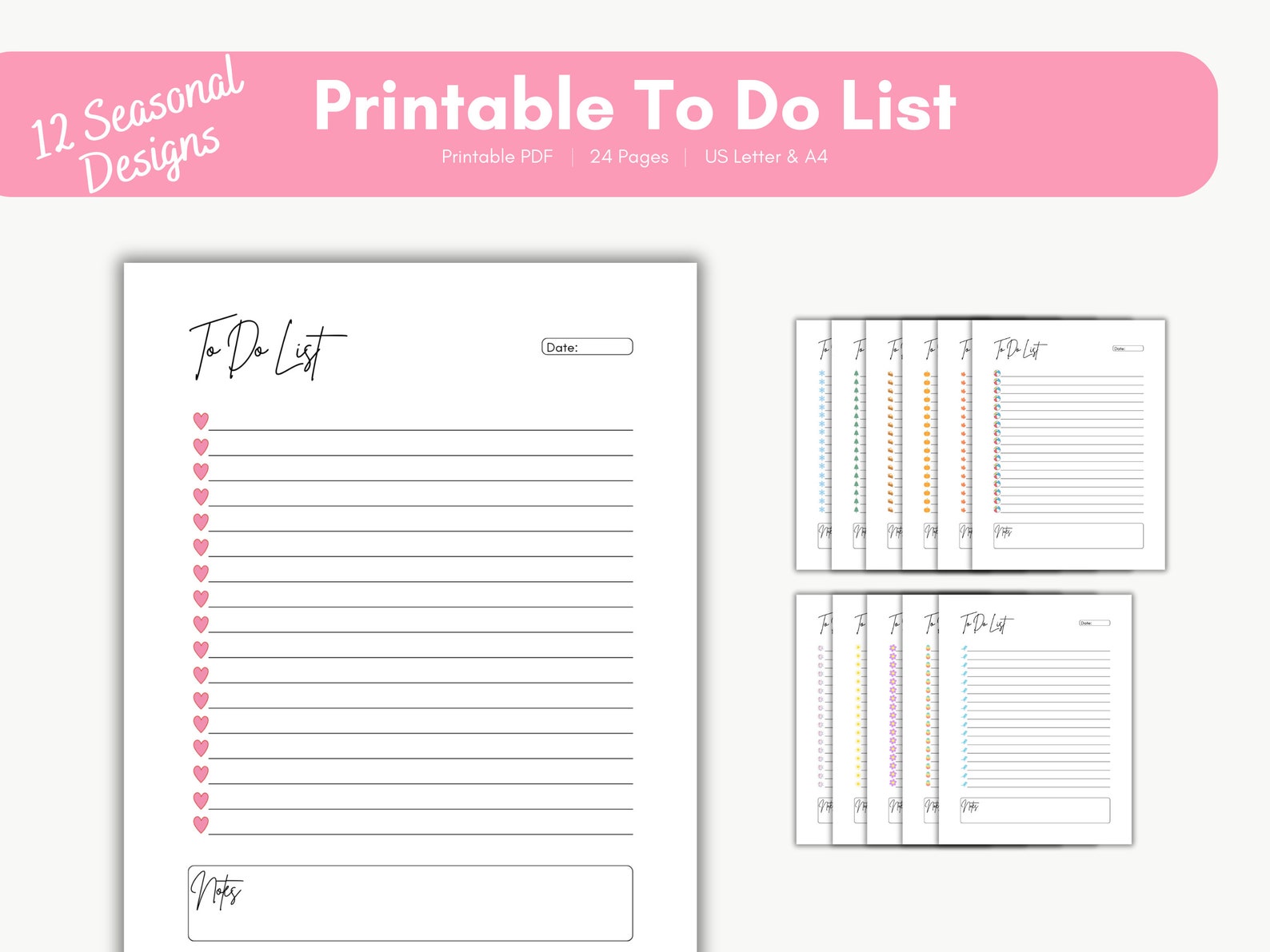 Seasonal Printable to Do List, Daily Checklist, US Letter & A4 Sizes ...