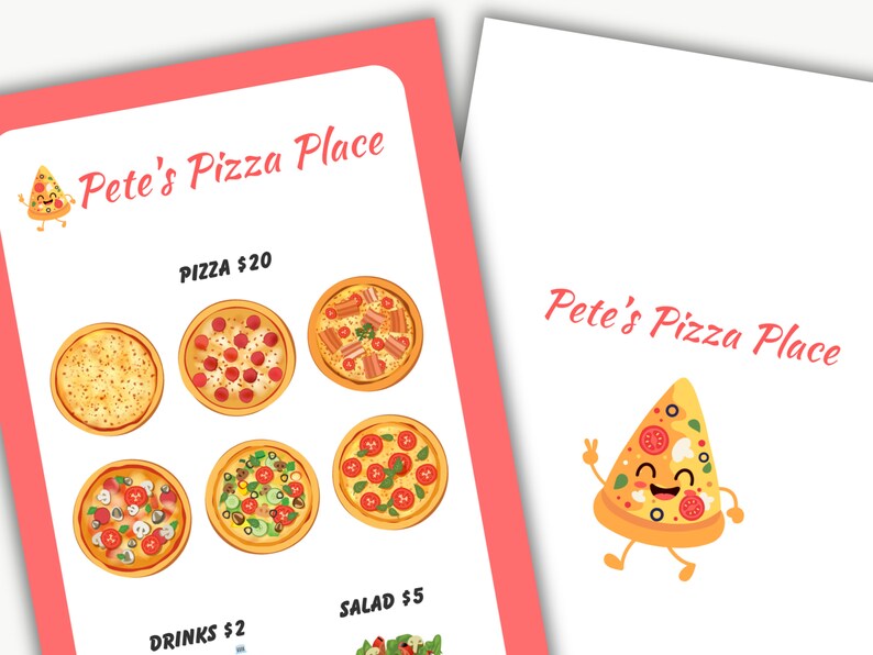 Printable PERSONALIZED Pretend Play Restaurant Set - Pizza Shop ...