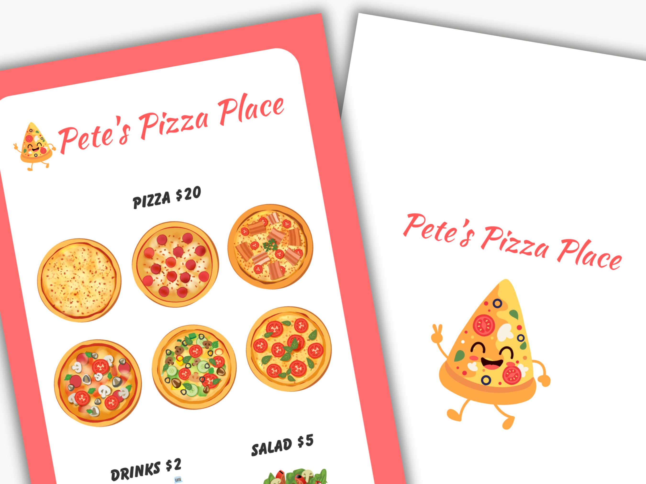 Printable PERSONALIZED Pretend Play Restaurant Set - Pizza Shop ...