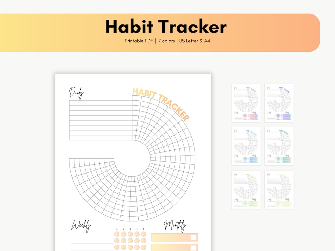 Printable Habit Tracker for Daily + Weekly + Monthly Tasks, Letter & A4 ...