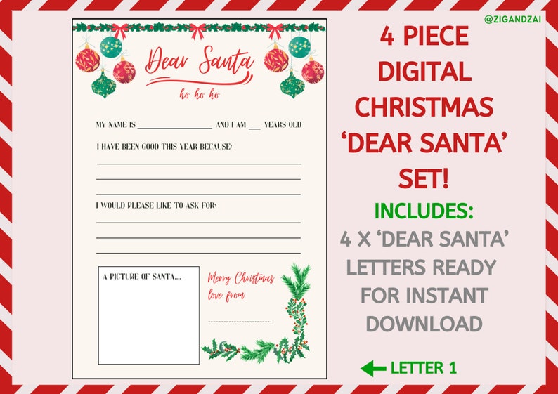 Letter to Santa Printable Easy to Print Letter to Santa Letter Instant ...