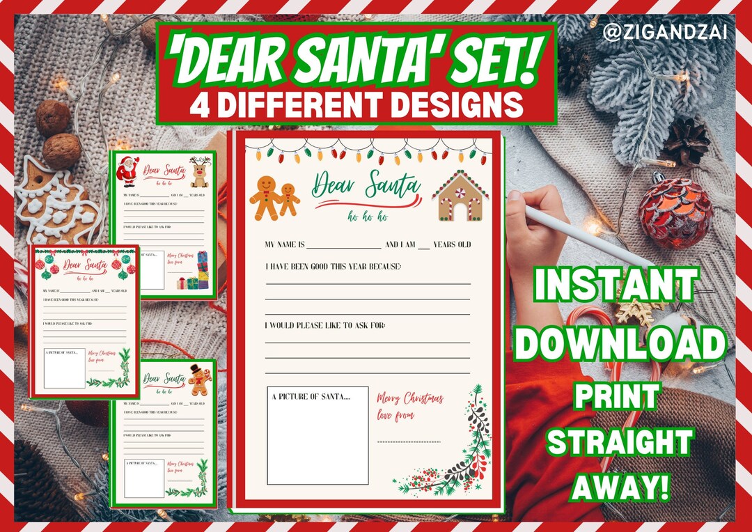 Letter to Santa Printable Easy to Print Letter to Santa Letter Instant ...