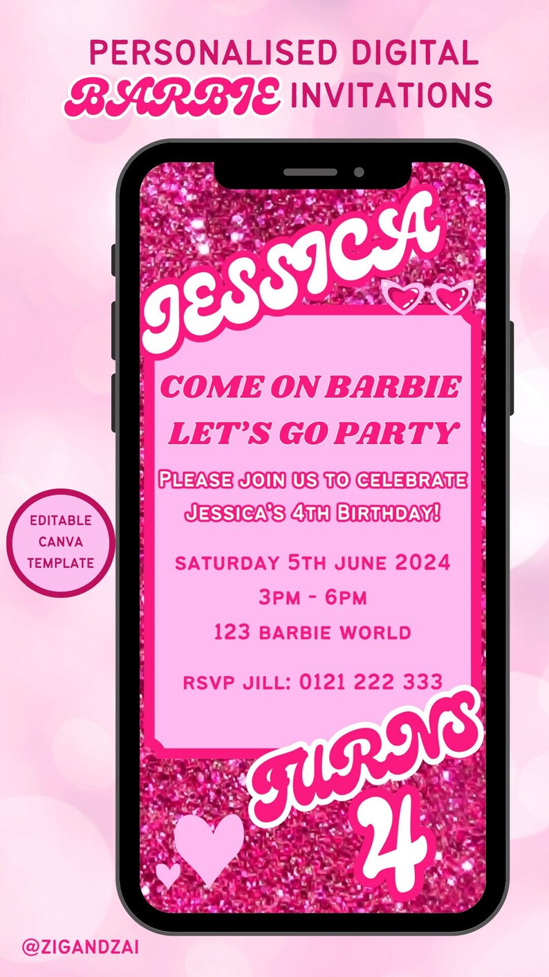 Barbie Birthday Party Invitation Barbie Doll Birthday Come - Etsy