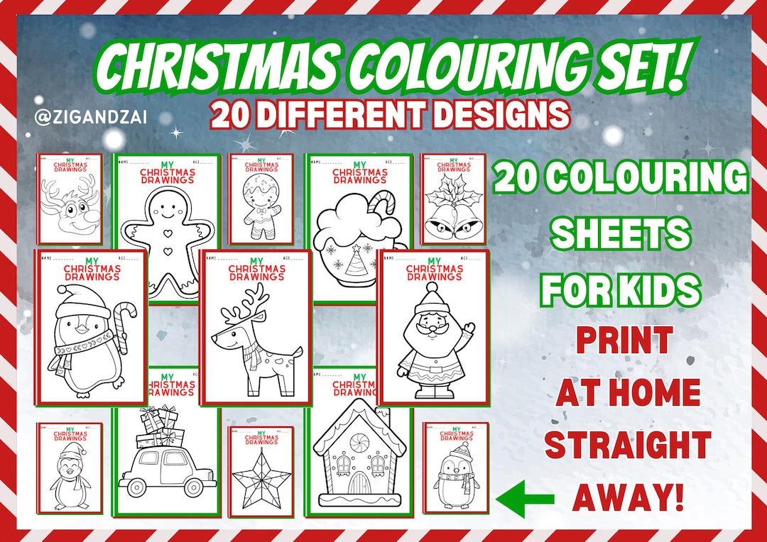 20 Christmas Coloring Pages, Christmas Printable, Christmas Activities ...