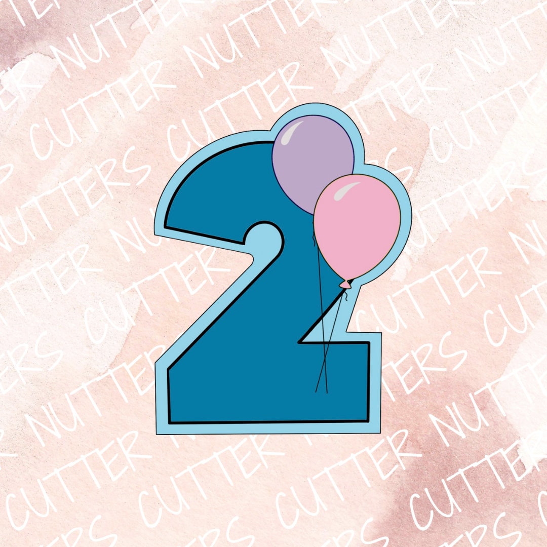 Number 2 With Balloons Cookie Cutter - Etsy