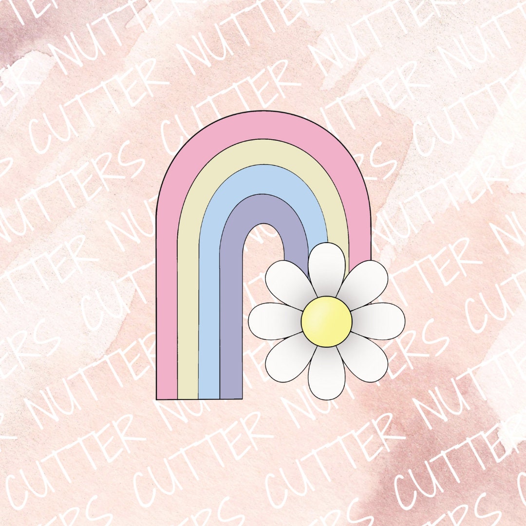Rainbow With Daisy Cookie Cutter - Etsy