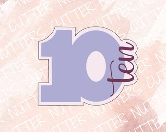 Number 10 Cookie Cutter. Number 10 Hand Lettered Cookie Cutter. 10 ...