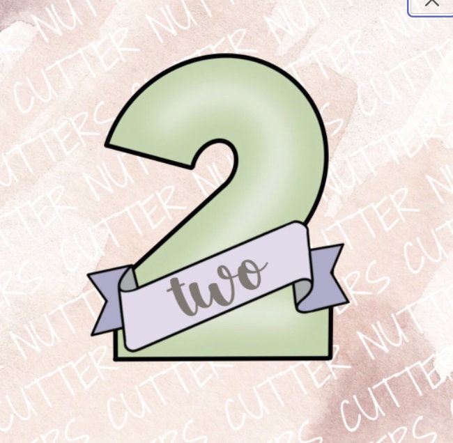 Number 2 Cookie Cutter With Banner - Etsy
