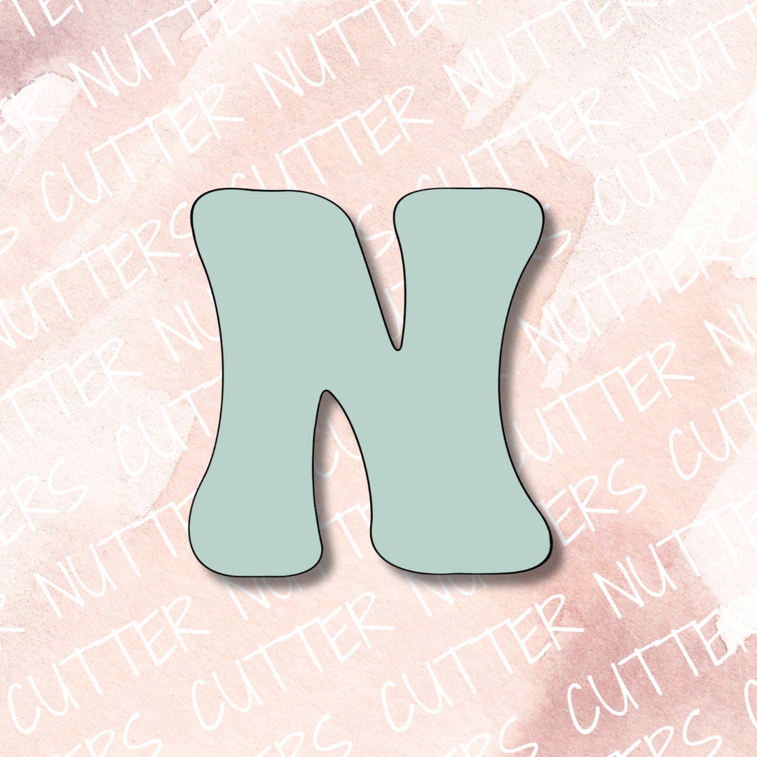 Letter N Cookie Cutter, Groovy Alphabet Font, Funky, Retro, Chubby - Etsy