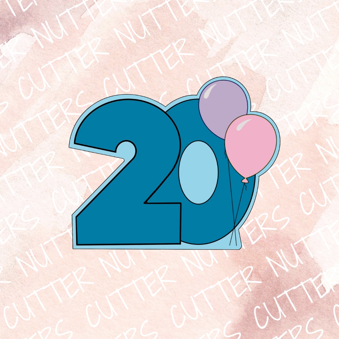 Number 20 With Balloons Cookie Cutter - Etsy