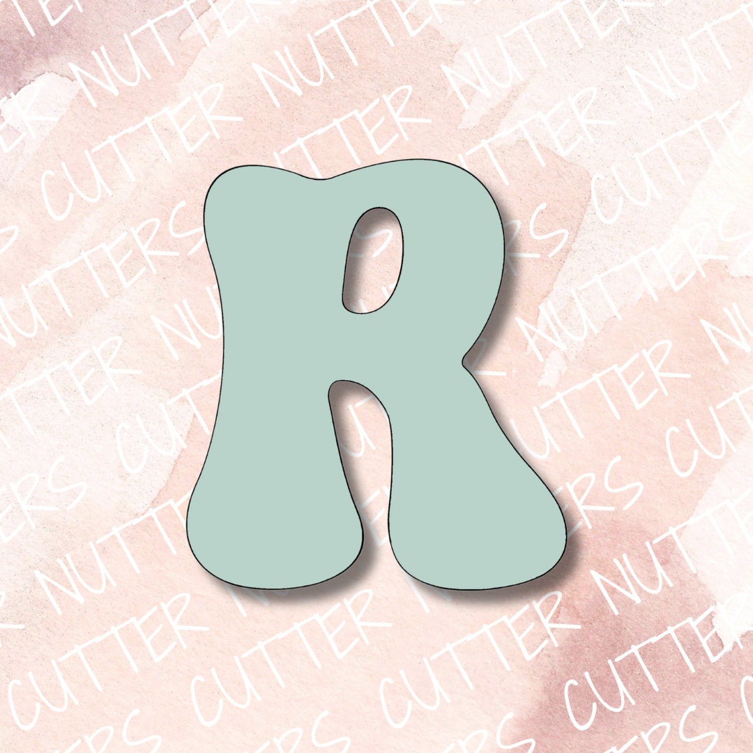 Letter R Cookie Cutter, Groovy Alphabet Font, Funky, Retro, Chubby - Etsy