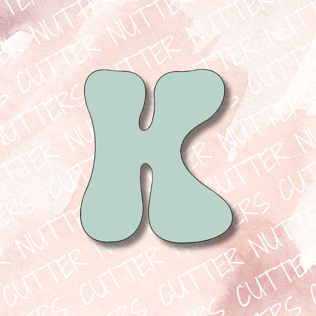Letter K Cookie Cutter, Groovy Alphabet Font, Funky, Retro, Chubby - Etsy